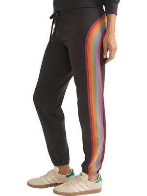 Marine Layer Rainbow Striped Sweatpants - Black