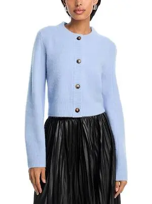 Aqua 100% Cashmere Cropped Cardigan - Chambray