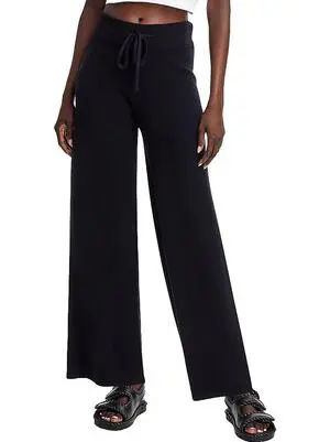 Aqua 100% Cashmere Drawstring Pants Black