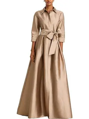 Rickie Freeman For Teri Jon Shirt Dress Gown - Gold