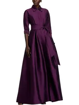 Rickie Freeman For Teri Jon Shirt Dress Gown - Plum