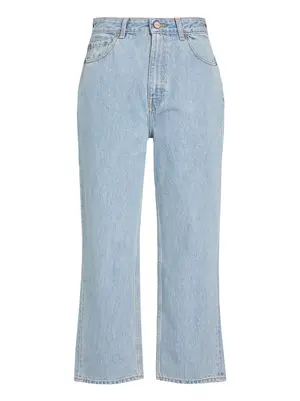 GANNI Cropped High-rise Straight-leg Jeans - Light Denim