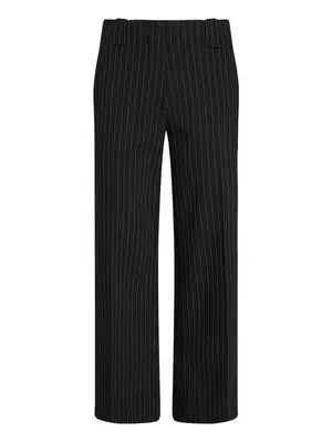 GANNI Pinstriped Twill Wide-leg Pants - Black