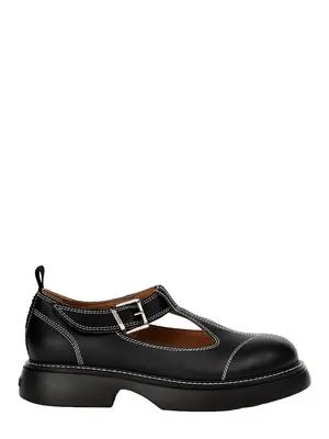 GANNI Everyday Buckled Mary Jane Loafers - Black