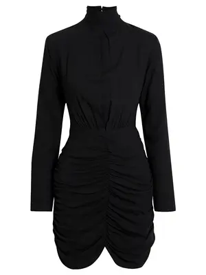 ENVELOPE 1976 Cocktail Ruched Cutout Crepe Mini Dress - Black