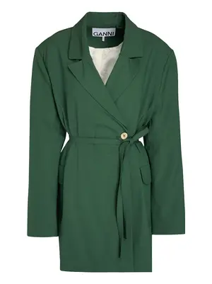 GANNI Double-breasted Crepe Blazer - Forest Green
