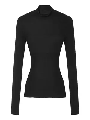 Versace Wool Ribbed-knit Top - Black