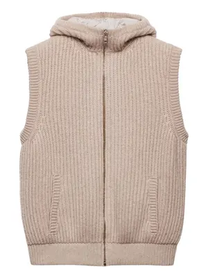 Prada Cashmere Hoodie Vest - Neutrals