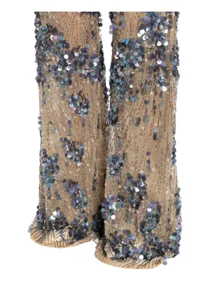 Alberta Ferretti Sequin-embellished Flared Trousers - Neutrals