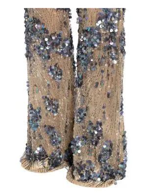Alberta Ferretti Sequin-embellished Flared Trousers - Neutrals
