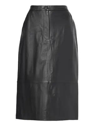YVES SALOMON Leather Midi Skirt - Black