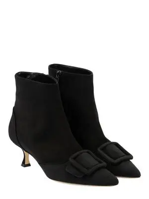 Manolo Blahnik Baylow Suede Ankle Boots - Black