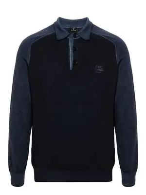 Etro Pegaso-embroidered Wool Sweater - Blue