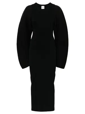 Nanushka Layered Sculpted-sleeves Midi Dress - Black