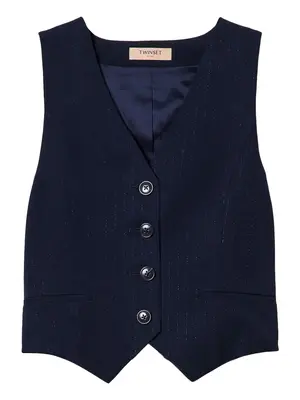 TWINSET Lurex-detail Pinstriped Waistcoat - Blue