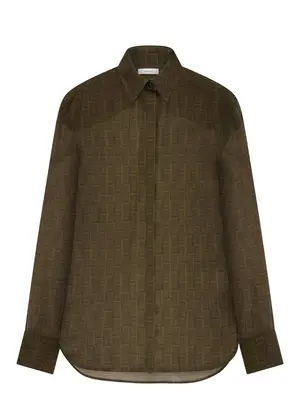FERRAGAMO Monogram Silk Shirt - Green