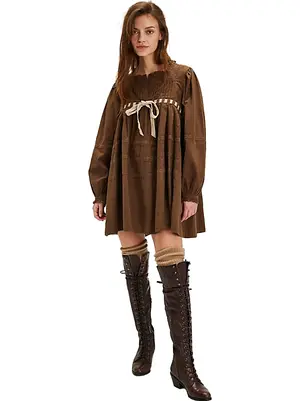 Free People Free People Tea Time Mini Dress Brown Bear