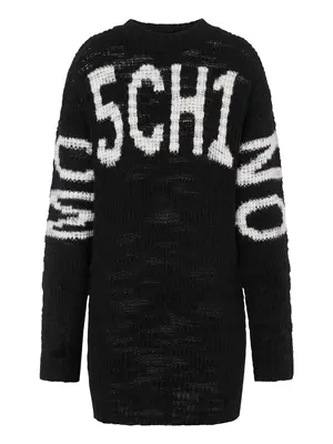Moschino Logo Lettering Knitted Dress - Black