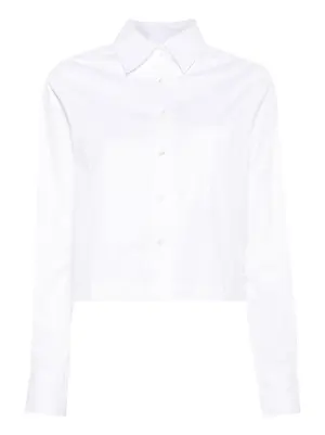 Closed Cropped Poplin Shirt - White