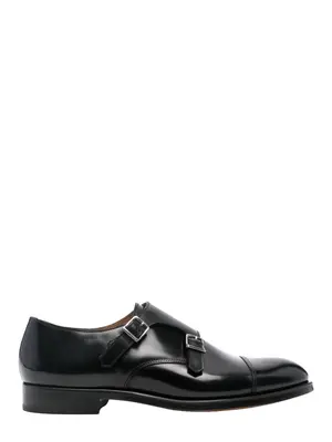 DOUCAL'S Leather Monk Shoes - Black