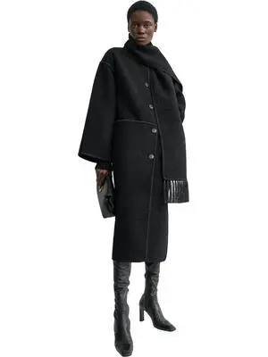 TOTEME Embroidered Scarf Coat - Black