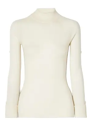 Unknown Sasuphi Lupetto Ribbed Cashmere And Silk-blend Sweater - Ivory