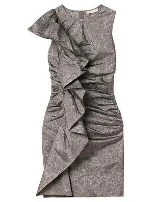 Ulla Johnson Estella Ruffled Metallic Crinkled-taffeta Mini Dress - Silver