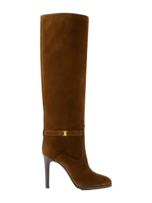 Saint Laurent Diane Suede Knee Boots - Brown