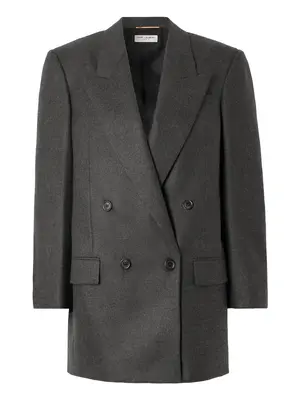 Saint Laurent Double-breasted Cashmere-twill Blazer - Gray