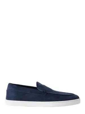 CHRISTIAN LOUBOUTIN Varsiboat Logo-embossed Suede Loafers - Blue