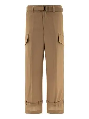 Sacai Belted Wide-leg Trousers - Beige