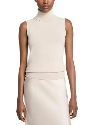Michael Kors Cashmere Sleeveless Turtleneck Sweater - Oyster