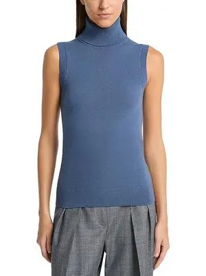 Michael Kors Cashmere Sleeveless Turtleneck Sweater - Steel