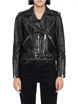 ALLSAINTS Balfern Leather Biker Jacket - Black/silver