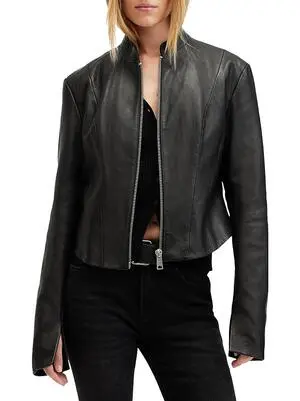 ALLSAINTS Sadler Leather Biker Jacket - Black
