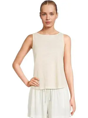 Eberjey Organic Linen Knit Boat Neck Crop Tank - Bone