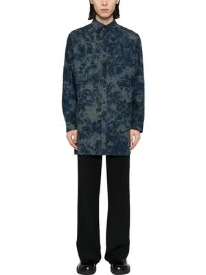 Yohji Yamamoto Sheeting Ink Triple Collar Shirt - Blue