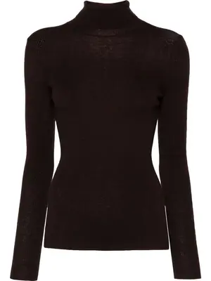 Maje Wool-silk Blend Sweater - Brown