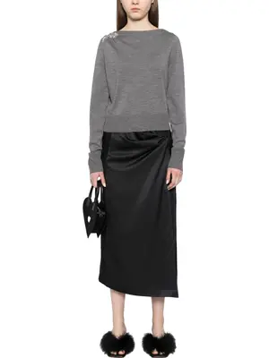 Erdem Glass Crystal-embellished Wool Top - Grey