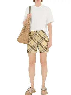 Burberry Linen Check Shorts - Neutrals