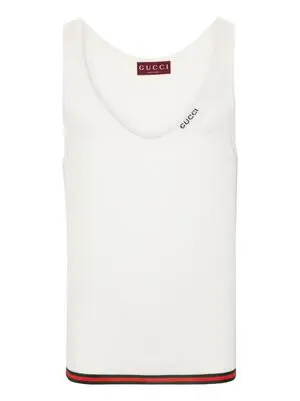 Gucci Ribbed-knit Silk Tank Top - White
