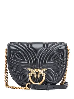 Pinko Love Leather Crossbody Bag - Black