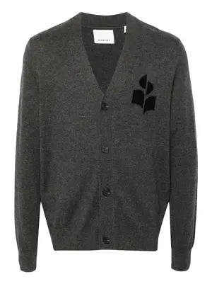 MARANT Logo Intarsia Knit Cardigan - Grey