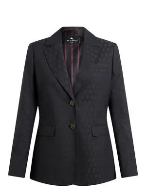 Etro Patterned Jacquard Wool Blazer - Black