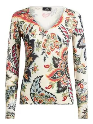 Etro Paisley-print Knitted Top - Neutrals