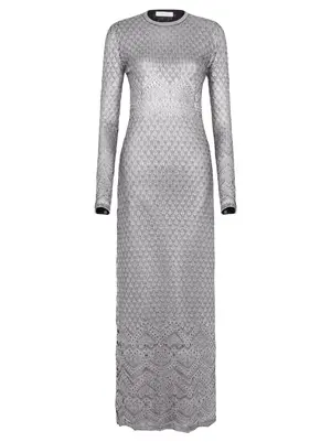 Rabanne Metallic Knitted Maxi Dress - Silver