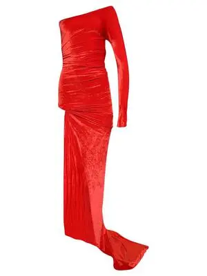 Balenciaga Asymmetric Maxi Dress - Red
