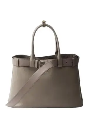 Prada Buckle Leather Handbag - Clay Grey