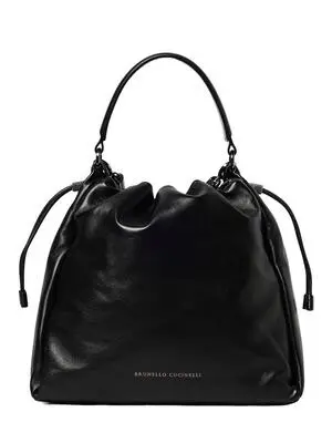 Brunello Cucinelli Leather Bucket Bag - Black