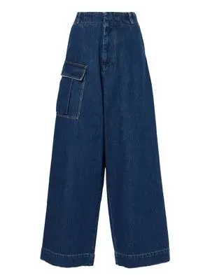 Plan C Mid-rise Wide-leg Pants - Blue